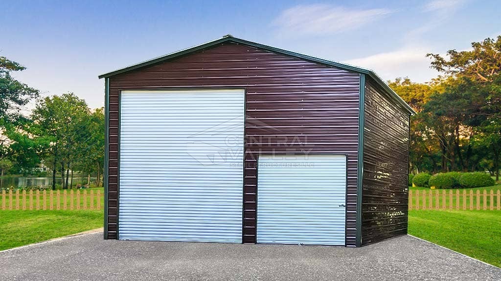 24x40x15 Double Car Metal Garage - Central Valley Steel Structures