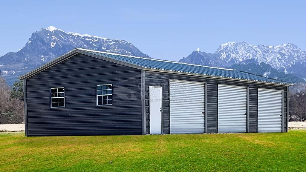 24x45x9 Three Car Metal Garage - Central Valley Steel Structures